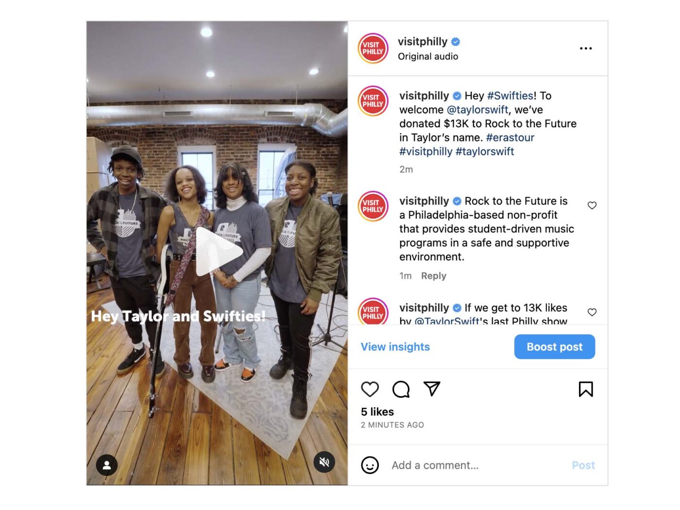 Visit Philadelphia Honoring Taylor Swift with Donation Supporting Music ...